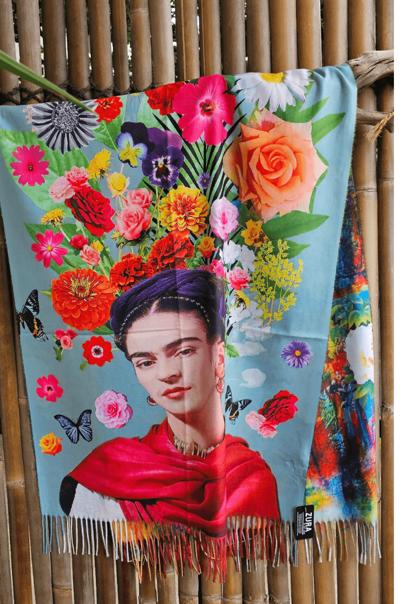 Frida Kahlo Cashmere Flowers In Hair Reversible Scarf – OZ RESORT